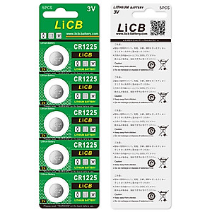 LiCB CR1225 Battery,Long-Lasting & High Capacity CR1225 Lithium Batteries,3 Volt Coin & Button Cell (5-Pack)