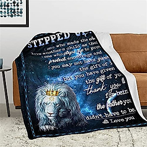 Stepped Up Dad Blanket Birthday Gifts Warm Blankets for Stepdad from Daughter or Son Unique Father's Day Blanket Stepfather Super Soft Flannel Throw Blanket for Couch, Bed, Sofa 50"X40"