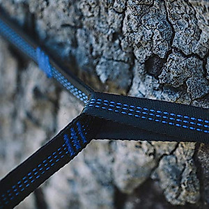 Wise Owl Outfitters Talon Hammock Straps - Combined 20 Ft Long, 38 Loops W/ 2 Carabiners - Easily Adjustable, Tree Friendly Must Have Gear for Camping Hammocks Like Eno Blue Stitching