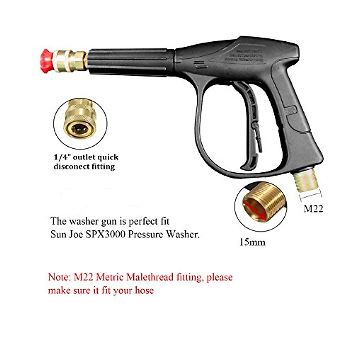 Replacement Car High Pressure Washer Gun for Sun Joe SPX3000, OPACC 3000PSI for Vehicle Pressure Power Wash Washers