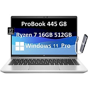 HP ProBook 445 G8 Business Laptop (14" FHD IPS Display, 16GB DDR4 RAM, 512GB PCIe SSD, AMD 8-Core Ryzen 7 5800U (Beats i7-10750H)) Backlit Keyboard, Type-C, Webcam, IST HUB, Win 11 Pro, Silver