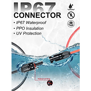 WBGADAM 12AWG Solar Panel Extension Cable 5FT/1.5M 4mm² with Female and Male Connector Solar Panel Cable for Solar Panels Solar Controllers (5 Feet Red + 5 Feet Black)