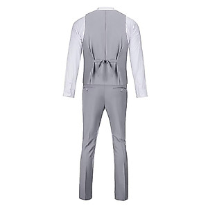 JOYLYJOME Grey Vest and Pants for Men Slim Fit Wedding Prom Suit 2 Pieces Suit Dress Tux Suit Casual Waistcoat Pants Set XL