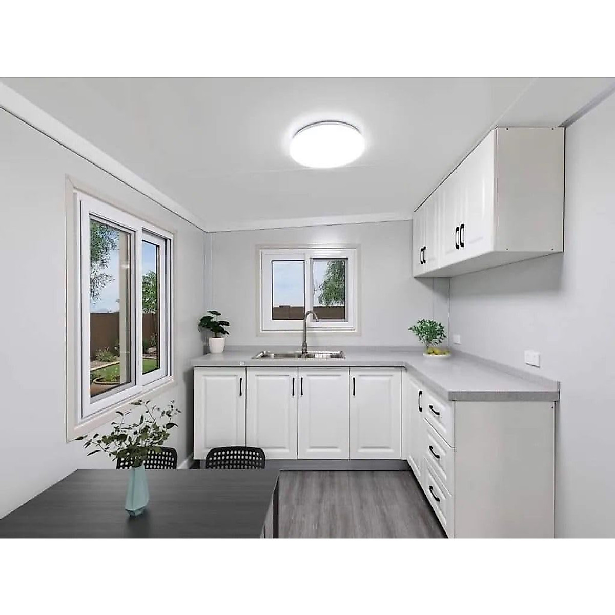 Generic Portable Tiny Home with Kitchen, Bathroom and Living Space, 19FT x 20FT, Large Outdoor Living Kit, white, 07112003