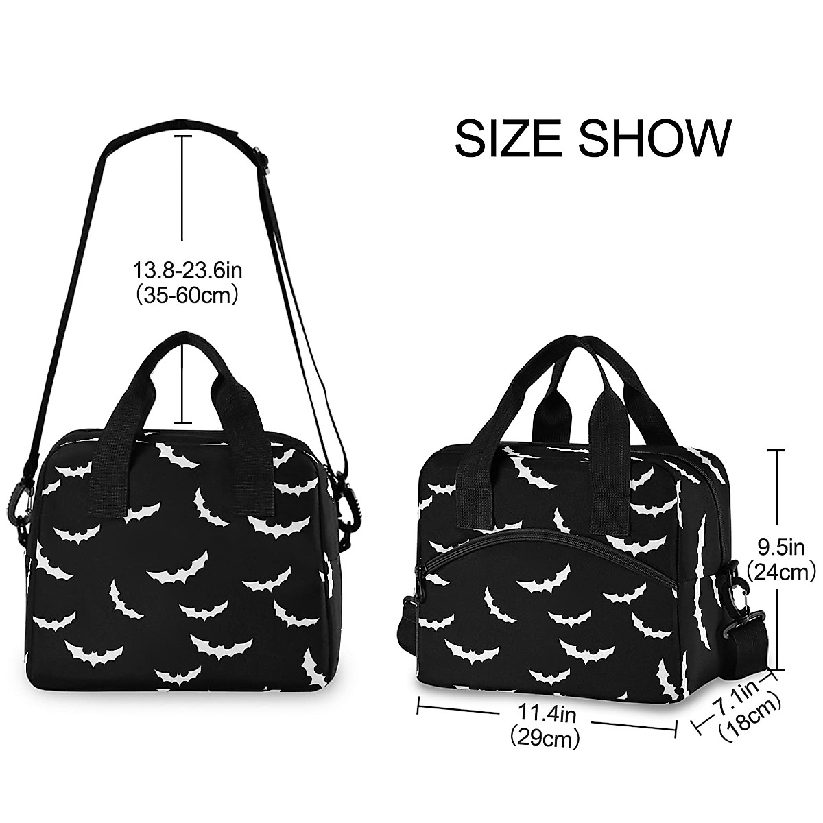 Bats Halloween Lunch Bags for Women Black Lunch Tote Bag Lunch Box Water-resistant Thermal Cooler Bag Lunch Organizer for Working Picnic Beach Sporting