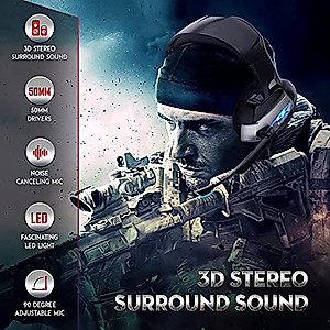 FEIYING Gaming Headset with Microphone, Gaming Headphones Stereo 7.1 Surround Sound PS4 Headset 50mm Drivers, 3.5mm Audio Jack Over Ear Headphones Wired for PC Switch Playstation Xbox PS5 Laptop