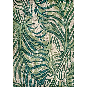 nuLOOM Cali Abstract Leaves Area Rug, 9x12, Green
