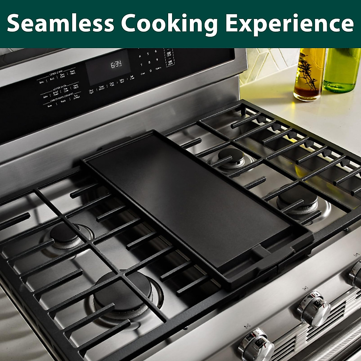 W10432544 Griddle Stove Replacement Parts for Whirlpool Gas Stove Top Griddle Pan Whirlpool Kitchenaid Kenmore Maytag Jenn-Air Range Griddle Cast Iron Center Middle Burner Griddle Plate 1 Pack