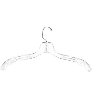 Extra Heavy-Duty 17 inch Wide Clear Plastic Adult Shirt Hangers with Swivel Hook and Notched Shoulders (Quantity 25) (25)