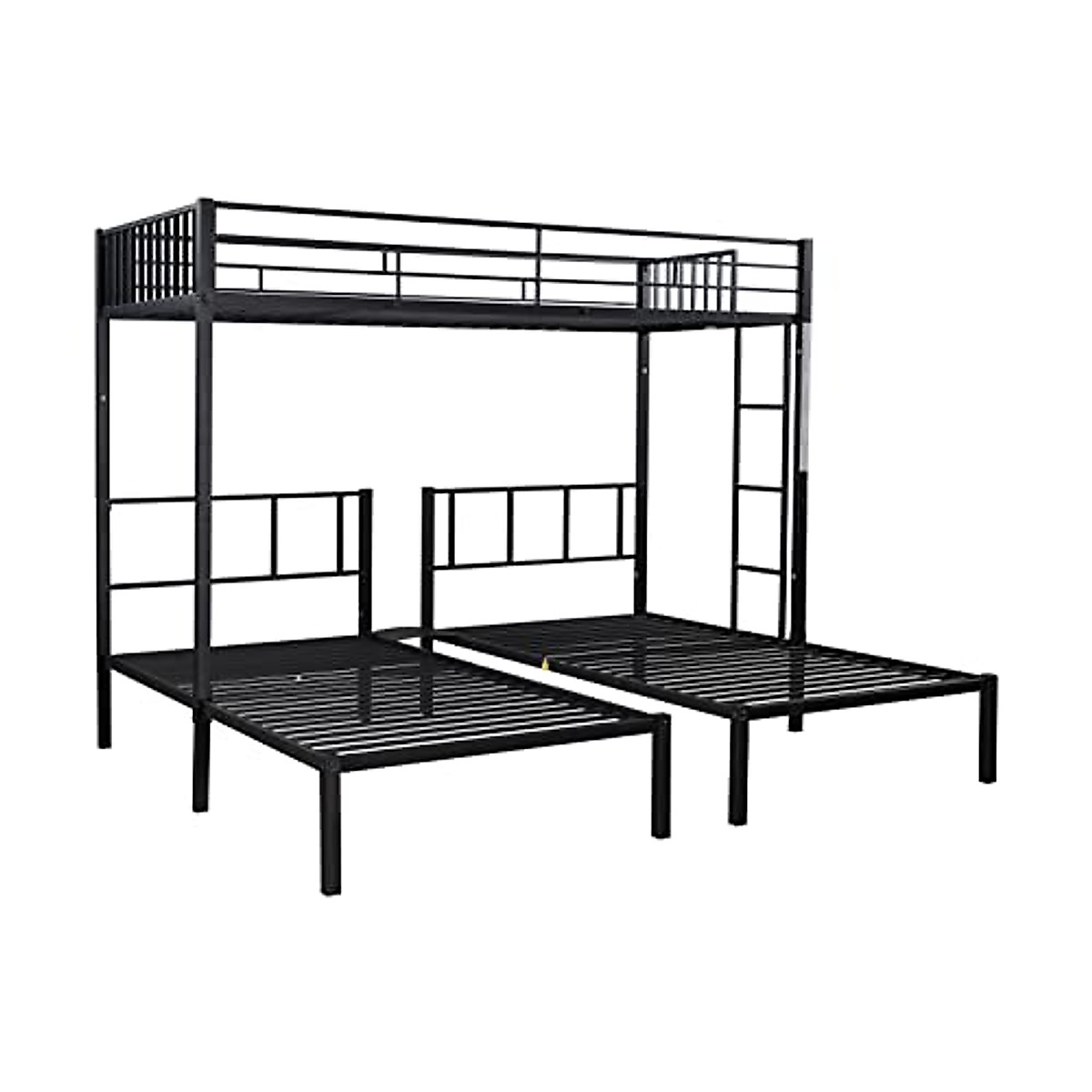 Tmosi Triple Bunk Beds, 3 Twin Bunk Beds for Kids Teens Boys Grils,Metal Heavy Duty Bunk Bed with Guardrail Ladder,Convert into 3 Twin Beds (Black)