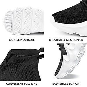 ALLY UNION MAKE FORCE Mens Sock Shoes Black Sneakers for Men Wide lace up Tennis Memory Foam Black Size 7,High/Black&White 7