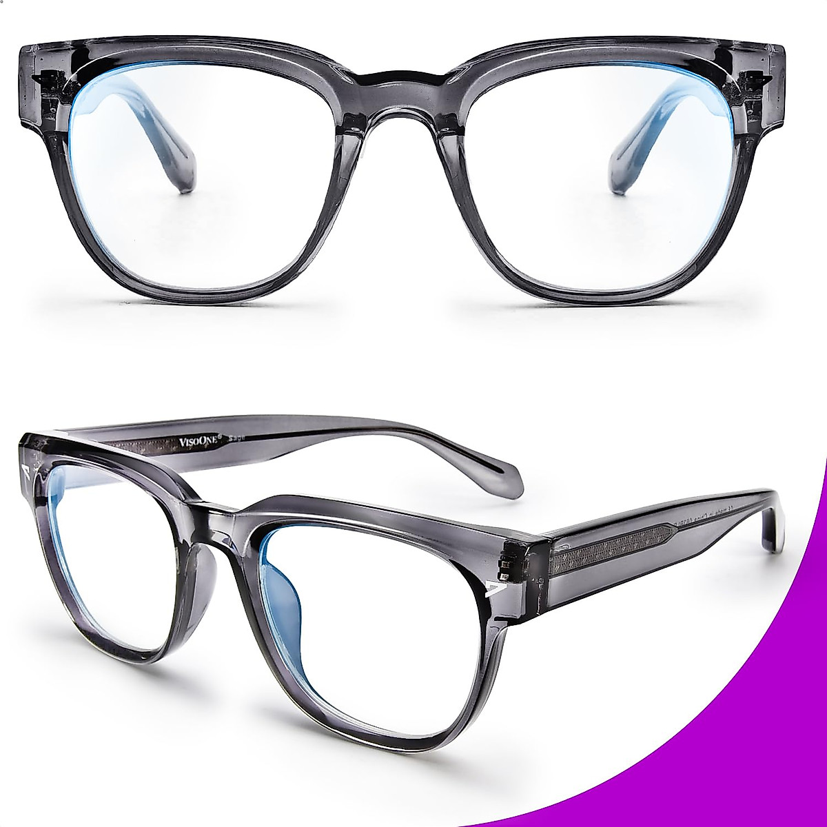 VISOONE Square TR90 Blue Light Blocking Glasses with Anti Glare Computer Glass Woman and Men SAGE
