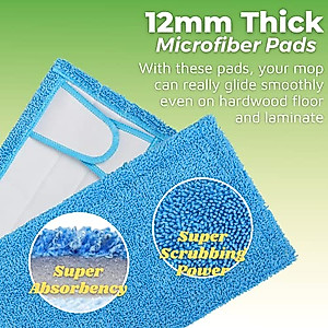 Reusable Mop Pad (UP to 100X) for Swiffer Sweeper Mop, 12.5'' Microfiber Mop Pad Refill Washable for Hard Floor Baseboard Cleaning, Wet/Dry Cleaning Pad, 4 Pack