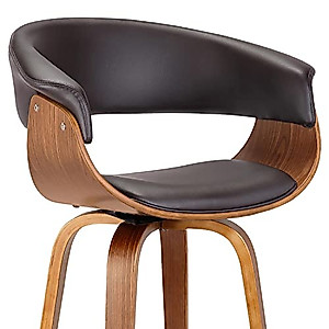 Armen Living Julyssa Mid-Century Swivel Counter Height Barstool, 26", Brown