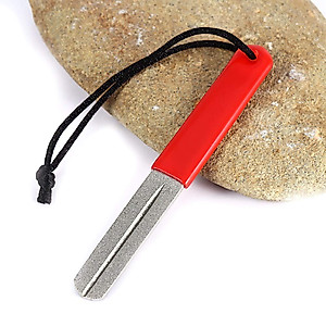 Hook Sharpener, Durability Hook Whetstone Fish Hook Sharpening File Tool Accessory For Outdoor Fishing(Dual Grooving-red)