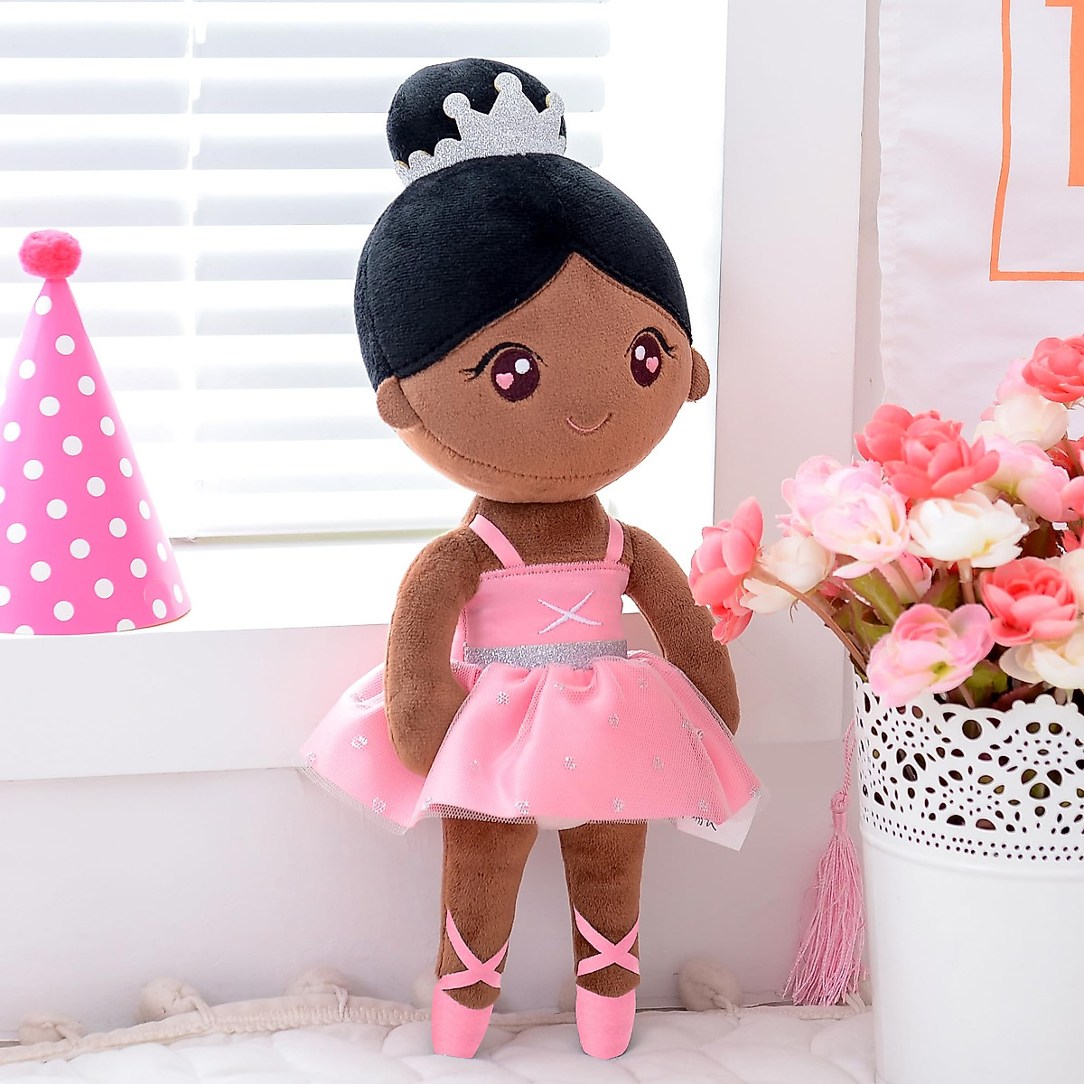 Gloveleya Ballet Dolls Baby Girl Gifts Plush African American Ballerina Doll Bronze 13"