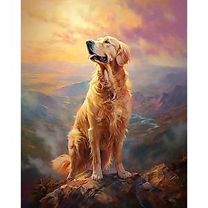 Stamped Cross Kits, Affectionate Golden Retriever, DIY Designs Cross-Stitch Easy Supplies Needlework, Needlepoint Embroidery Gift for Home Decor 16x20 inch Stamped Cross Kits