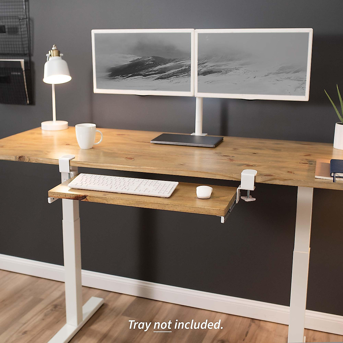 VIVO Clamp and 12 inch Rail Set for DIY Custom Wooden Keyboard Trays (Tray Not Included), Under Desk Pull Out Slider Track with Extra Sturdy C-clamp Mount System, White, MOUNT-RAIL02W