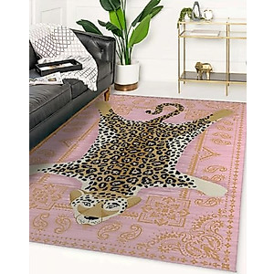 Vintage Boho Style Cheetah Print Area Rug 2x3 Red Leopard Wool Rug for Living Dining Room Bedroom Washable Anti Slip Stain Shedding Foldable Low Pile Soft Carpet