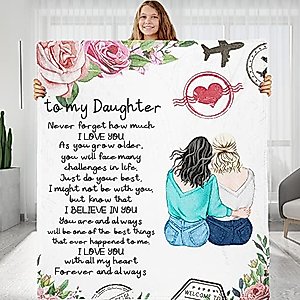 KERAOO to My Daughter Birthday Gifts, Daughter Flannel Throw Blankets Gift, Mother's Day Wedding Christmas Graduation Gift for Daughters from Mom (Daughter Gift-01, 60"X50")
