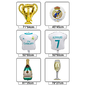 GoGoGoodie Real Madrid CF Birthday Decorations,Soccer Theme Balloons Set La Liga League Celebration Party Supplies for Soccer Fans Best Gift