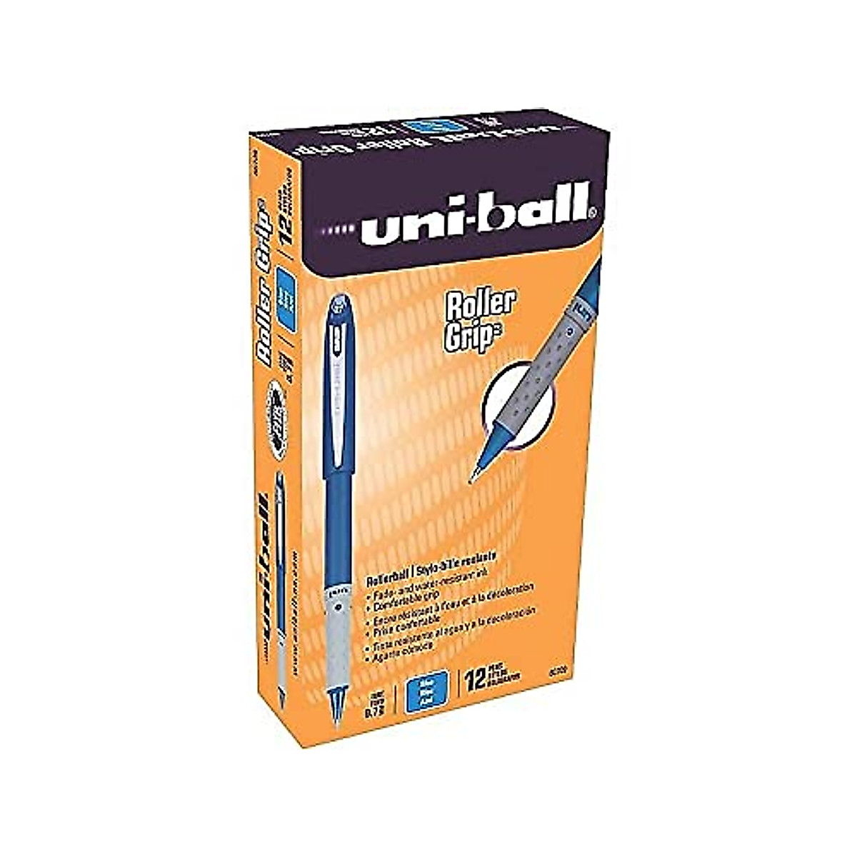 Uni-Ball 60709 Grip Roller Ball Pen Blue Ink Fine Dozen