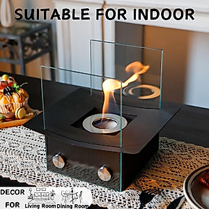 NEWIMAGE Tabletop Fire Pit, Fire Bowl 6Lx7Wx8 H Portable Tabletop Fireplace Clean Burning Bio Ethanol Ventless Fireplace for Indoor Outdoor Patio Parties Events