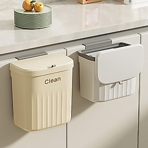 JONbinbkl Wall Mounted Trash Can Bin with Lid Waste Bin 8.5/12L Kitchen Hanging Trash Bin Garbage Recycle Dustbin Rubbish Bins, White, large