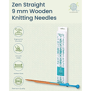 mindfulknits Premium Straight Single Pointed Beech Wood Knitting Needles – Size US 13, 9mm – 35cm Length – Knitting Supplies for Relaxation & Stress Relief (US 13, 9mm)