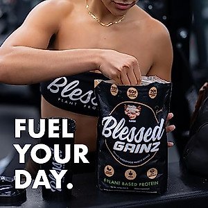 BLESSED Gainz Vegan Protein Powder Mass Gainer - 40g Plant Based Protein Powder - Meal Replacement Shake with Pea Protein Powder - Vegan Protein Shake - 40 Servings (Vanilla Cinnamon Swirl)