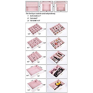 Kendal Huge Jewelry Box Jewelry Case with 6 Tier 5 Drawers Large Storage Capacity with Mirror Jewelry Storage Organizer Great Gift Also Good For Watches LJC-SHD5CM(White)