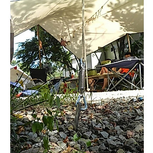 BRYHZKCM 4Pcs Tent Fixed Buckle Wind Rope Buckle Steel Fixed Buckle Tent Wind Spring for Camping Hiking,Chrome Plated Spring for Hammock Chair