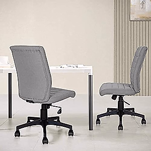 Ergonomic Home Office Desk Chair – Computer Mesh Adjustable Task Swivel Tilt Tension Armless Cushion Mid-Fiber Mesh Lumbar Support (Light Grey)