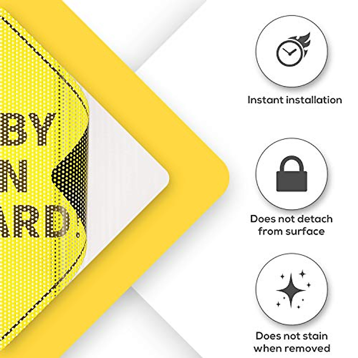 ASSURED SIGNS Baby On Board Sticker Sign - Essential for Cars - 2 Pack, 5" by 5" - Bright Yellow and SEE-THROUGH when Reversing - Best Safety Signs - Non-Magnetic Sticker - Durable and Strong Adhesive