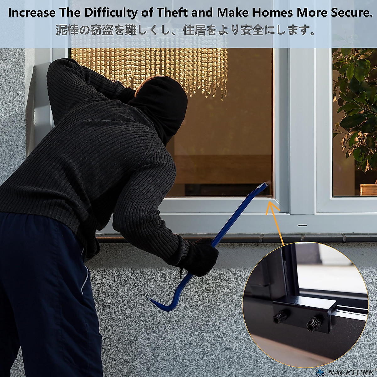 4 Pack Window Locks Door Security Bar for Vertical & Horizontal Sliding Door Locks - Window Stoppers Child Safety Locks Heavy Duty Aluminum Alloy Inside Window Track for Home Improvement, Protection