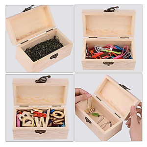 Unfinished Wood Box , Dedoot 2 PCS 5.5x2.75x2.87 Inch Small Wood Craft Box with Locking Clasp Rectangle Wood Gift Box Organizer for Jewelry Artist Tool and Brush Storage Box