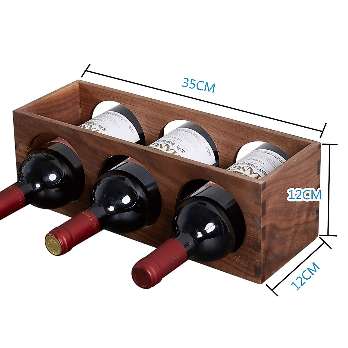 XWZJY Wine Bottle Holder Kitchen Dining Room Tabletop Wine Storage Rack for Horizontal or Vertical,Walnut Wood,121235cm
