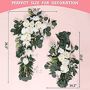 SOJOCK Artificial Wedding Arch Flowers Kit, 2 Pcs Floral Arrangement, 1 Pcs Fabric Drap, for Wedding Ceremony Bouquets and Reception Backdrop Decoration,DIY Garden Craft Art Decoration