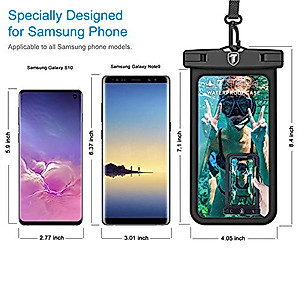 Tiflook Floating Waterproof Phone Pouch with Lanyard Armband Dry Bag Holder Underwater Case for Samsung Galaxy S21 S20 S10e S10 S9 S8 Note 20 Ultra Note 10 Plus A12 A32 A52 A02S A11 A21 A51 A71, Black