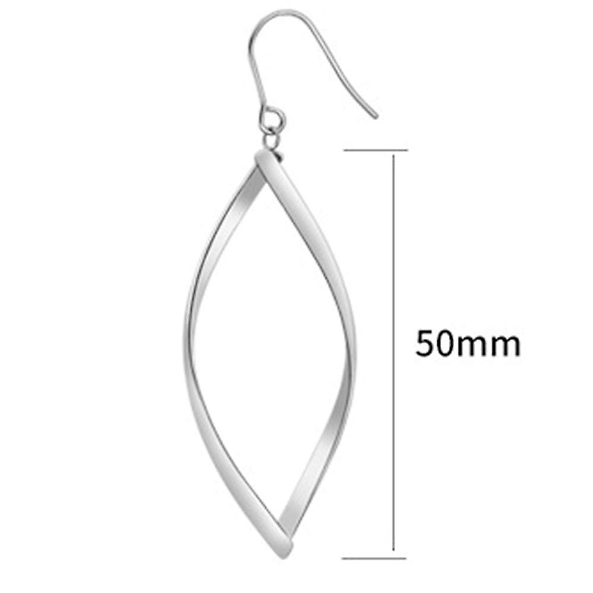 Stainless Steel Rhombic Wave Shaped Simple Plain Dangle Earrings (Silver)