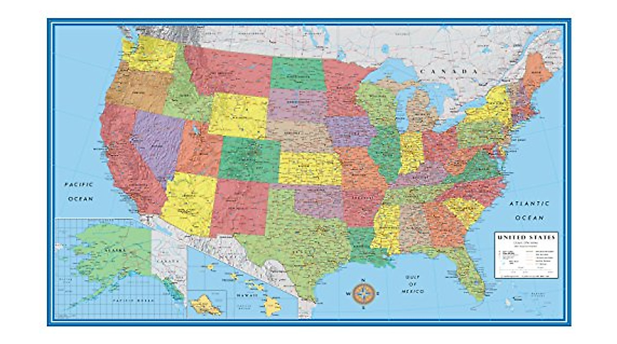 24x36 USA Wall Map - Durable Laminated Poster for Home & Office