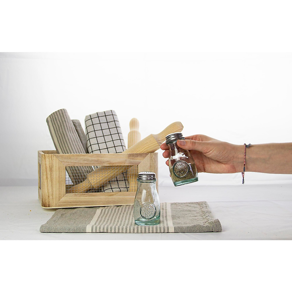 Vidrios San Miguel, 4oz Salt And Pepper Shakers, With Stainless Steel Cover (set Of 2), Made Of 100% Recycled Glass, Small Spice Shakers, Cute Kitchen Decoration, Made In Spain.