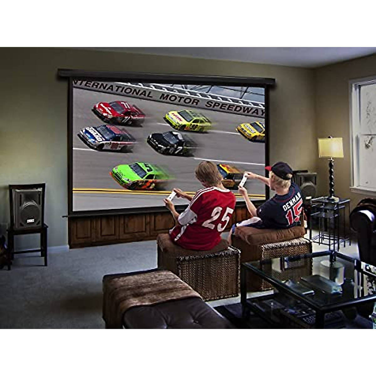 Indoor/Outdoor Theater Kit | Silverscreen Series System | Projection Screen with 1080pHD Savi 4000 Lumen Projector, Sound System, Streaming Device w/WiFi (SS-100)