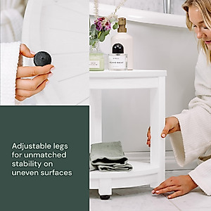 ROHKEX Corner Shower Stool HDPE - Waterproof Shower Bench for Shaving Legs - Easily Assembled Shower Organizer - Shower Seat for Inside Shower (White)