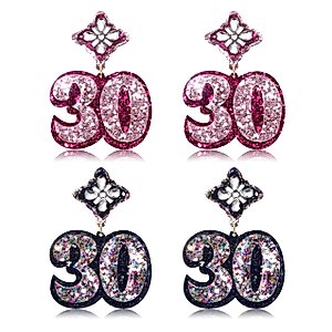 2 Pairs Birthday Earrings for Women 30th Birthday Earrings Glitter Happy Birthday Earrings Birthday Girl Rhinestone Earrings Birthday Gifts for Women Girls
