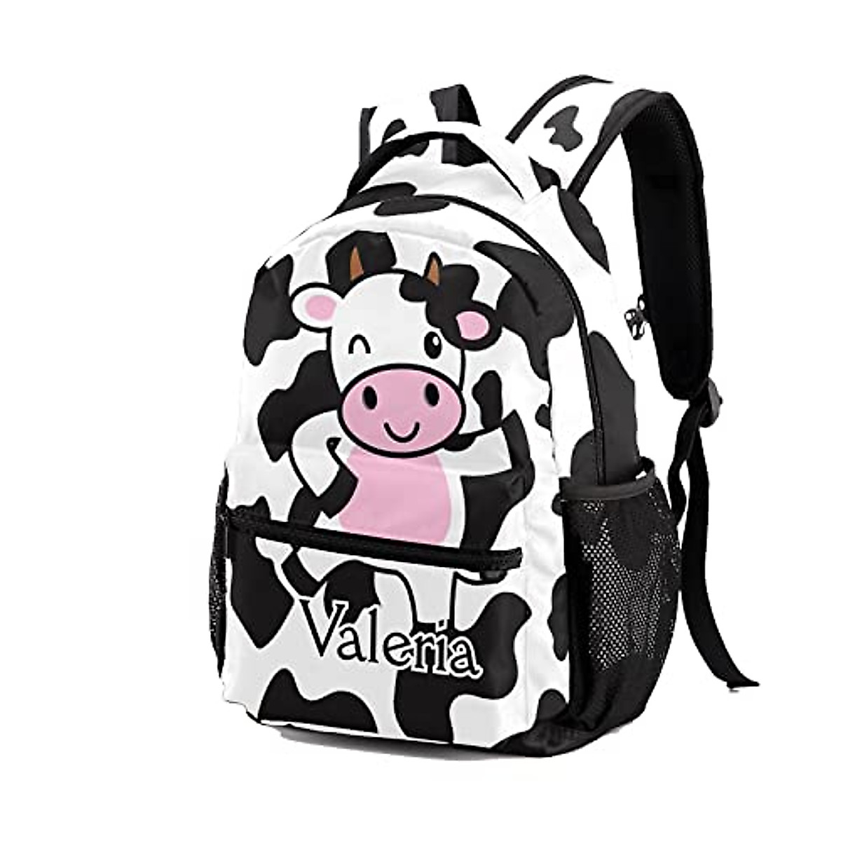zaaprintblanket Personalized Cow White with Text Name Casual Bags Waterproof Backpack for Unisex Adult Gift