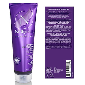 Norvell Venetian Sunless Self Tanner Gradual Color Extender Moisturizing Lotion, 8.5 fl.oz - Self Tanning Cream with Violet and Brown Tone, Instant Bronzers Fake Tan