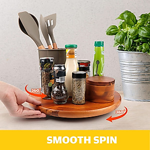 HOMEXCEL 13" Acacia Wood Lazy Susan Organizer Kitchen Turntable Wooden Lazy Susan Organization for Cabinet Table or Pantry