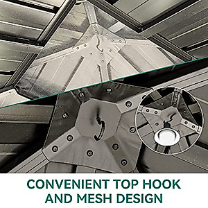 YITAHOME 10x10ft Hardtop Gazebo with Nettings and Curtains, Heavy Duty Double Roof Galvanized Steel Outdoor Combined of Vertical Stripes Roof for Patio, Backyard, Deck, Lawns, Gray