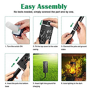 TomCare Solar Lights Outdoor Flickering Flames Solar Pathway Lights Solar Powered Decorative Solar Garden Lights Waterproof Solar Torch Lights Outdoor Landscape Lighting for Yard Patio Walkway, 8 Pack